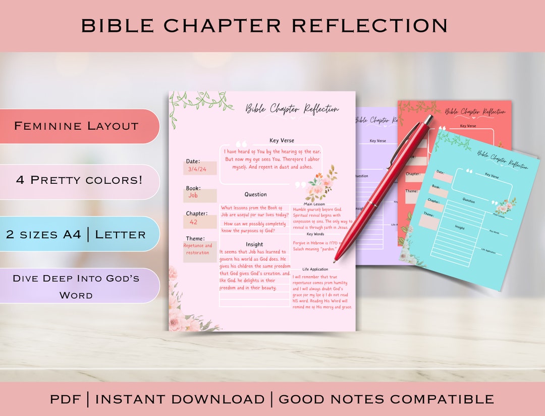 Bible Chapter Summary Template, Digital Bible Study, Bible Template ...