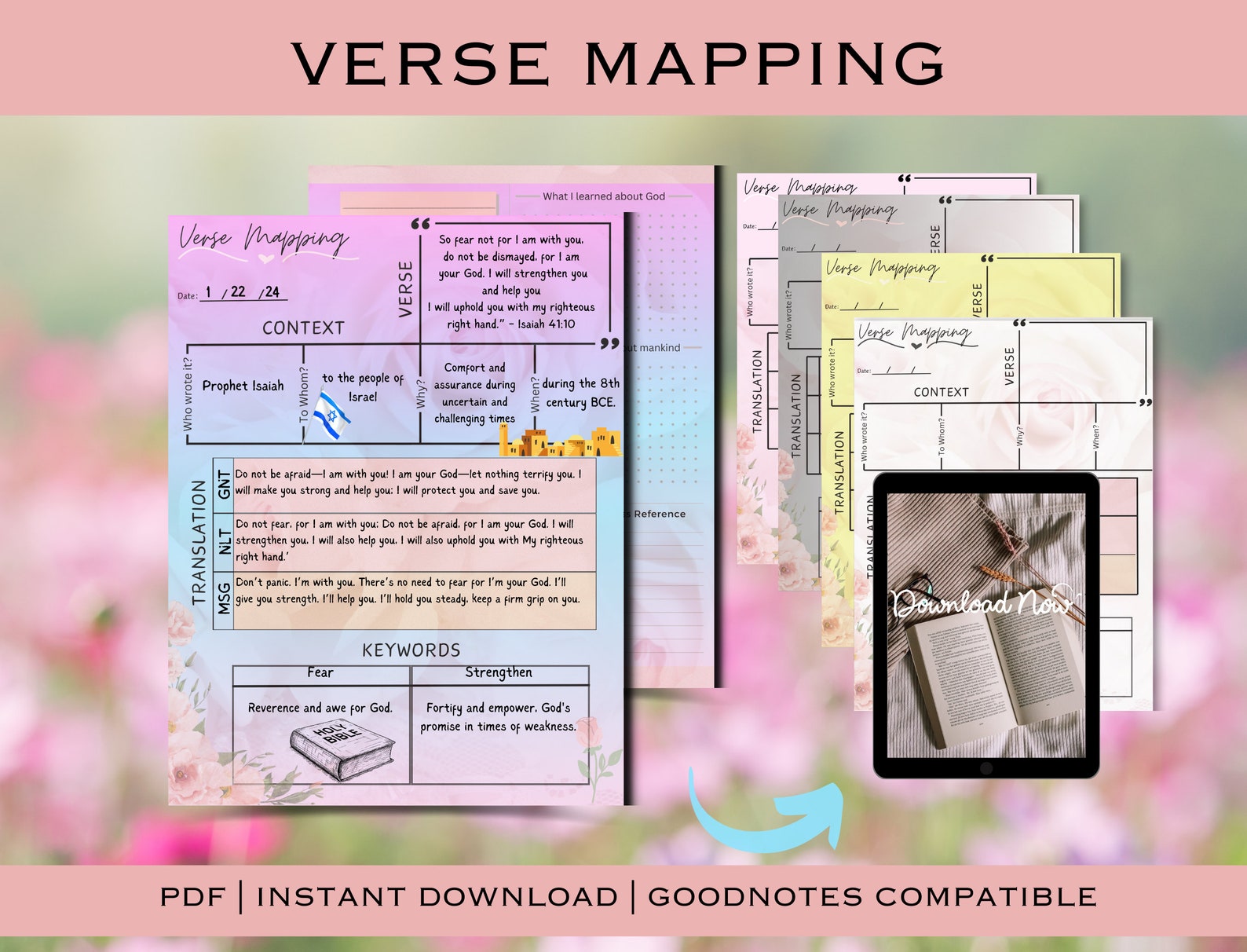 Bible Verse Mapping Printable Template, Verse Mapping Journal, Verse ...