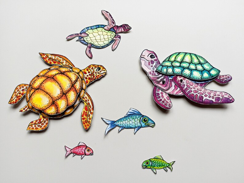 Articulated Doll Sea Turtle Digital Paper Dolls Sea Turtle - Etsy