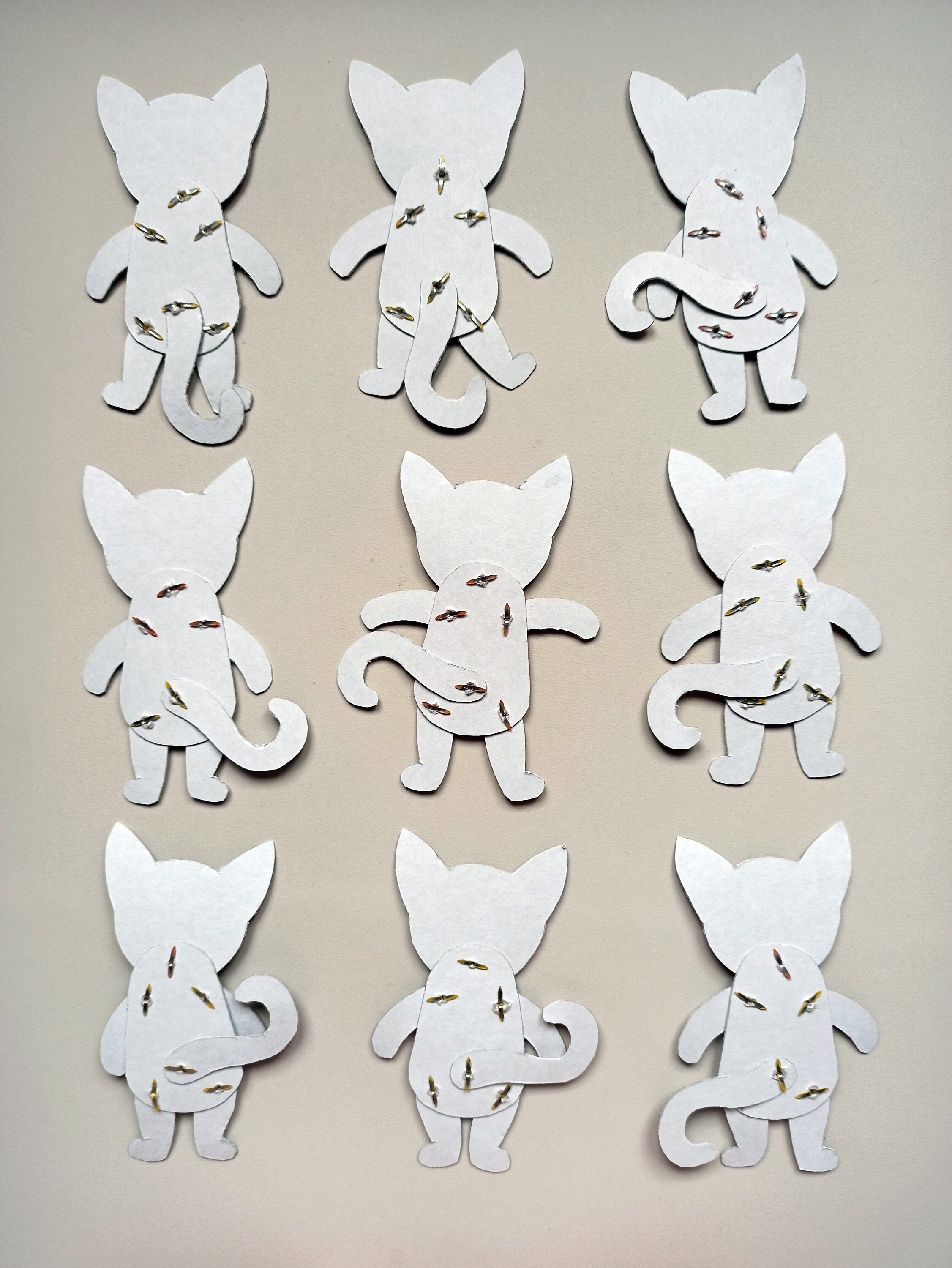 Paper Dolls Articulated Cat SET of 3 Assembled Paper Puppets. - Etsy