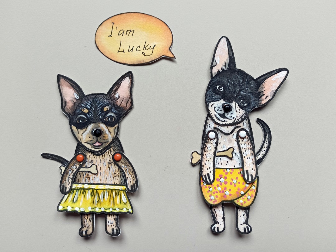 Articulated Paper Doll Dog Chihuahua SET of 2 Assembled Paper - Etsy