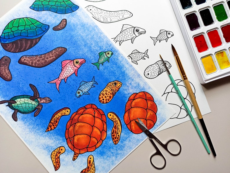 Articulated Doll Sea Turtle Digital Paper Dolls Sea Turtle - Etsy