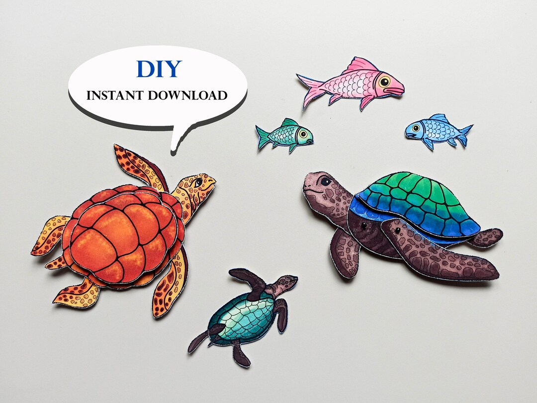 Articulated Doll Sea Turtle, Digital Paper Dolls, Sea Turtle Decor. - Etsy