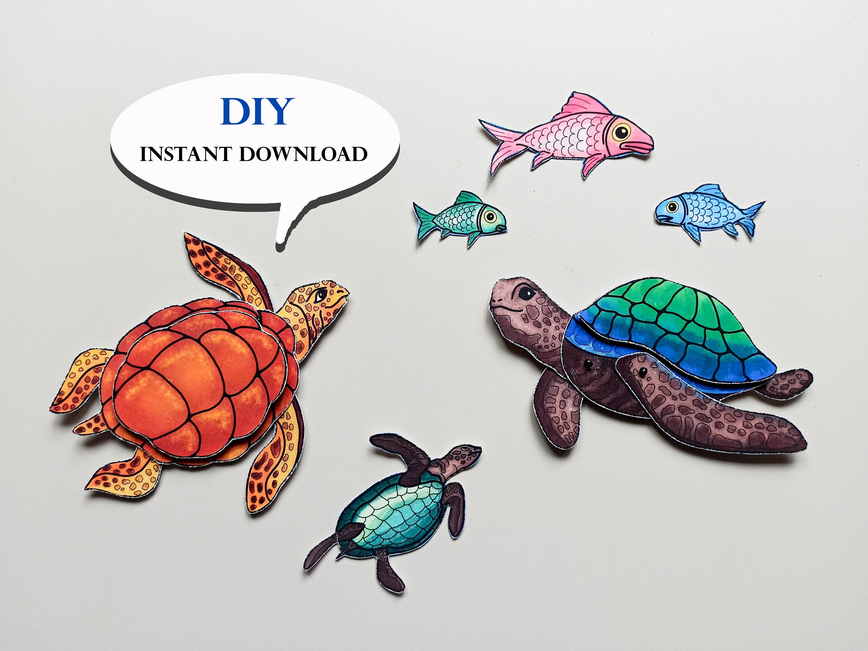 Articulated Doll Sea Turtle Digital Paper Dolls Sea Turtle - Etsy