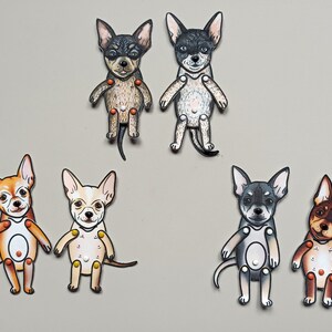Articulated Paper Doll Dog Chihuahua, SET of 2 Assembled Paper Puppets ...