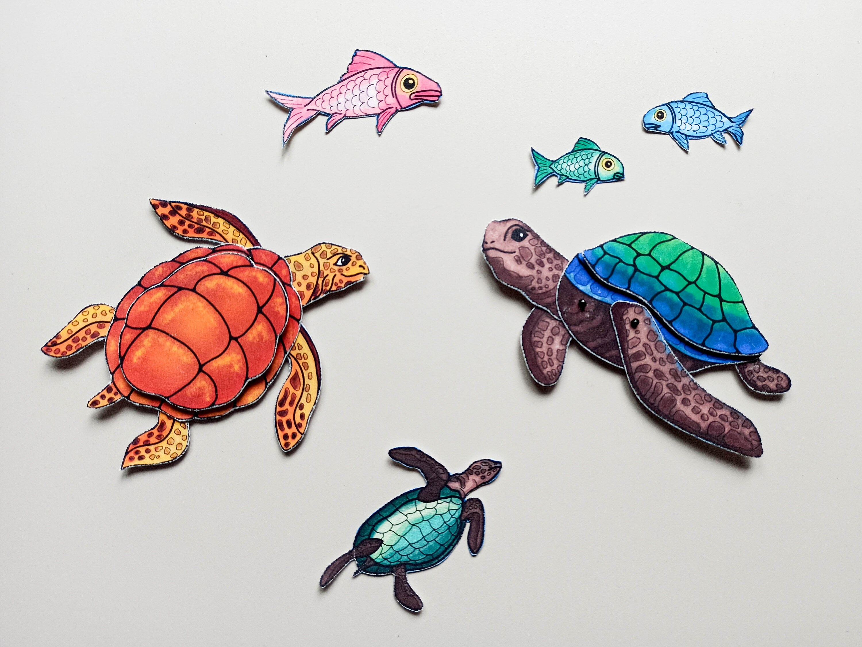 Articulated Doll Sea Turtle Digital Paper Dolls Sea Turtle - Etsy
