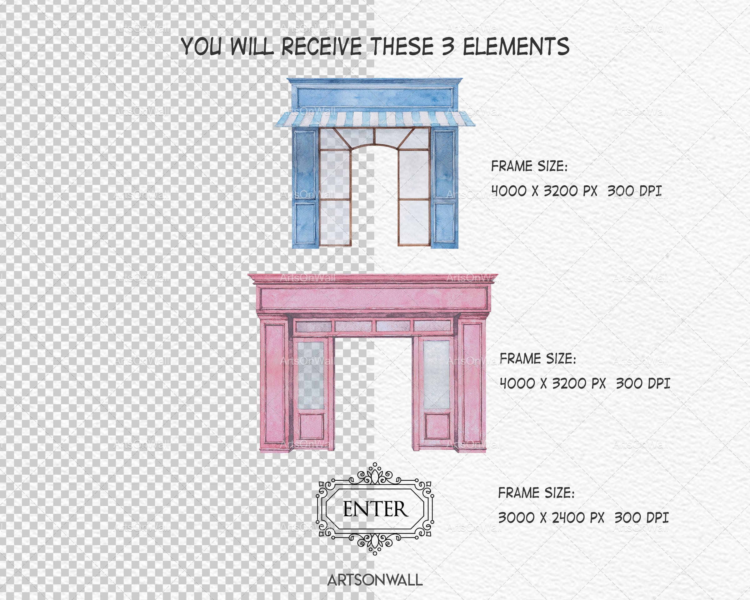Shop Front Overlay Clipart, Watercolor Overlay PNG, Storefront Mock-up ...