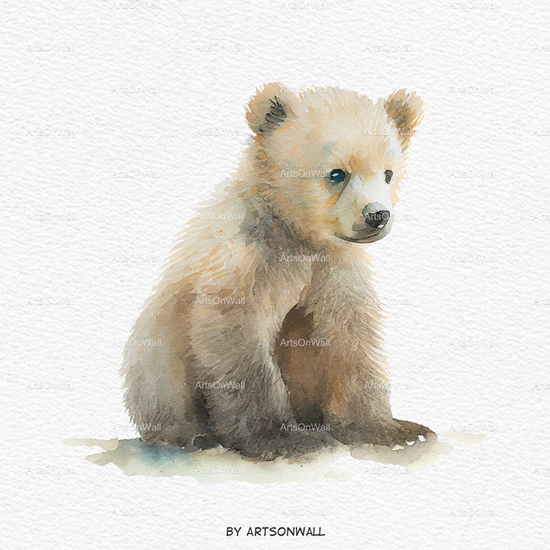 Animal Cubs Clipart Nursery Art Watercolor Illustration - Etsy
