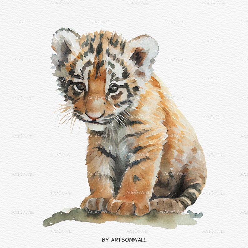 Animal Cubs Clipart Nursery Art Watercolor Illustration - Etsy