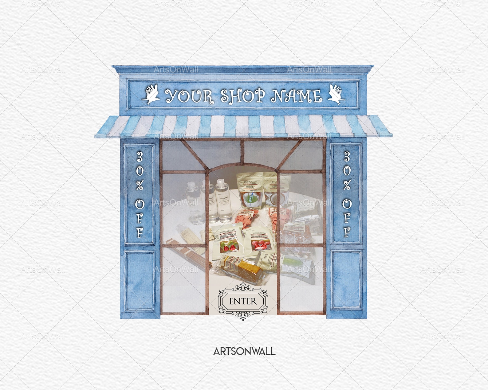 Shop Front Overlay Clipart Watercolor Overlay PNG Storefront - Etsy