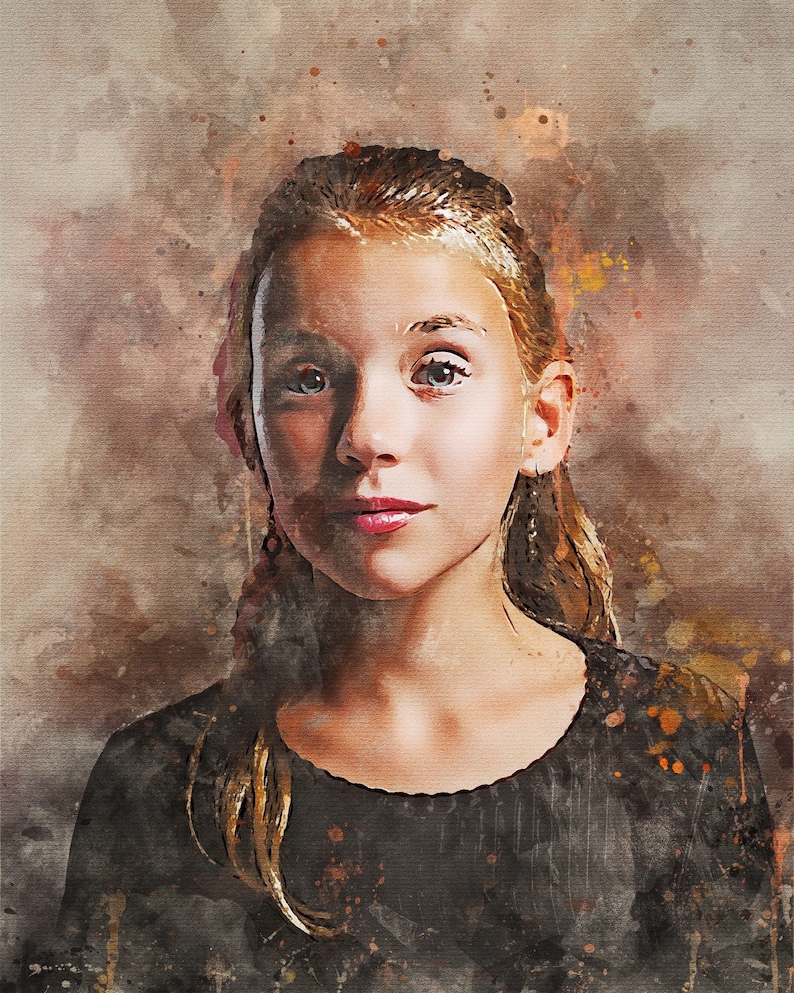 Aangepaste portret schilderen van foto aquarel digitaal | Etsy