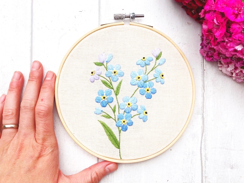 Forget Me Not Embroidery Pattern, Wildflower Hand Embroidery Pattern ...