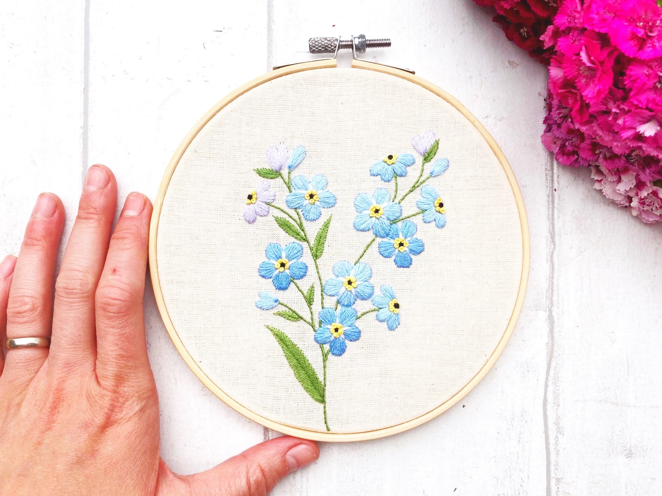 Forget Me Not Embroidery Pattern, Wildflower Hand Embroidery Pattern ...