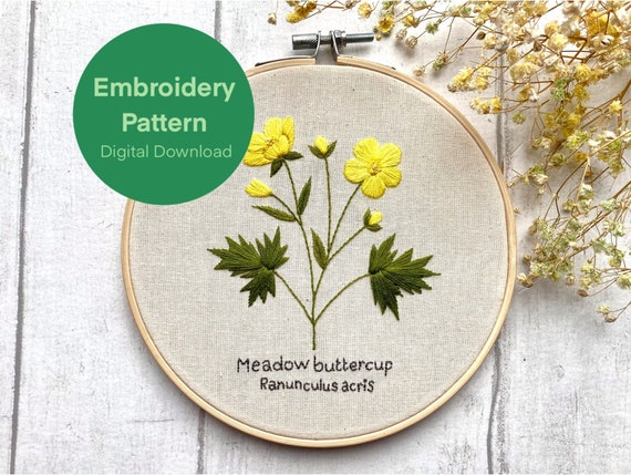 Buttercup Embroidery Pattern Flower Embroidery Pattern | Etsy