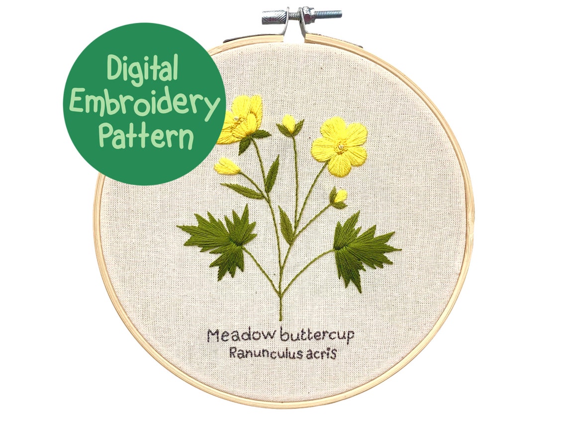 Buttercup Embroidery Pattern, Flower Embroidery Pattern, Beginner ...