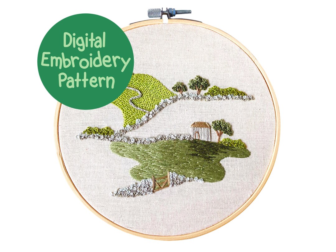 Landscape Embroidery Pattern, Dales Countryside Scene, Hand Embroidery ...