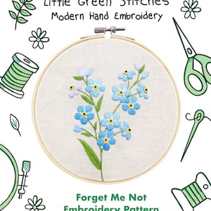Forget Me Not Embroidery Pattern, Wildflower Hand Embroidery Pattern ...