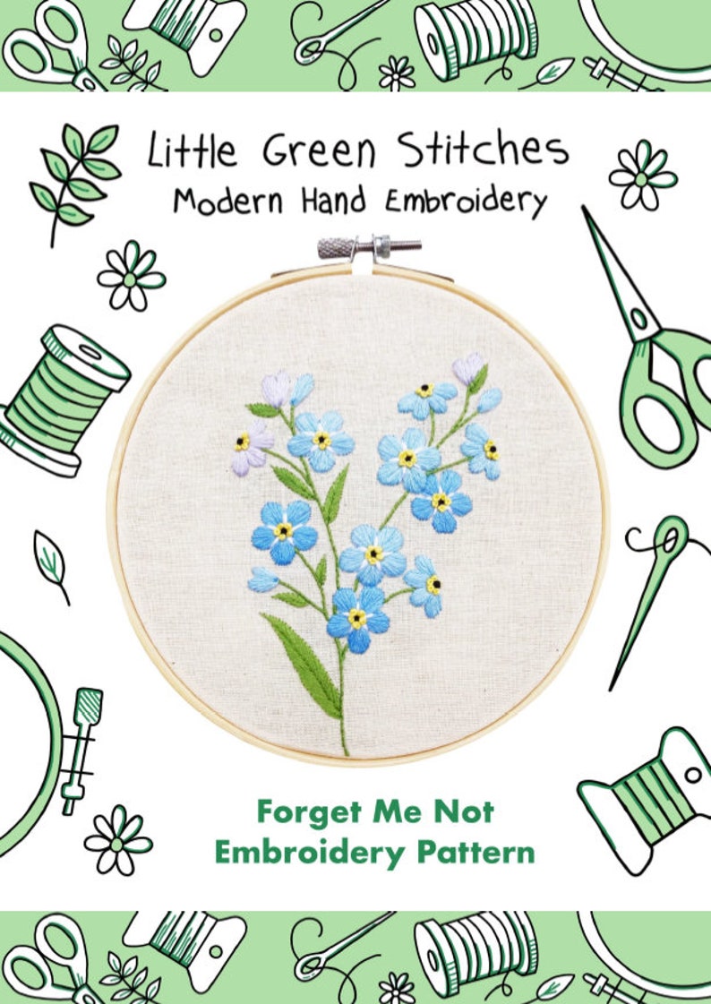 Forget Me Not Embroidery Pattern, Wildflower Hand Embroidery Pattern ...