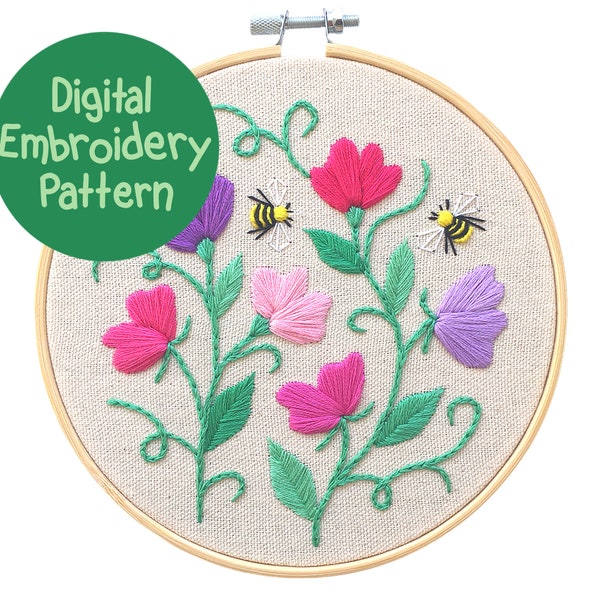 Sweet Pea Hand Embroidery - Etsy