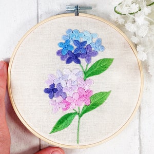 Hydrangea Embroidery Pattern, Floral Hand Embroidery Pattern, Beginners ...