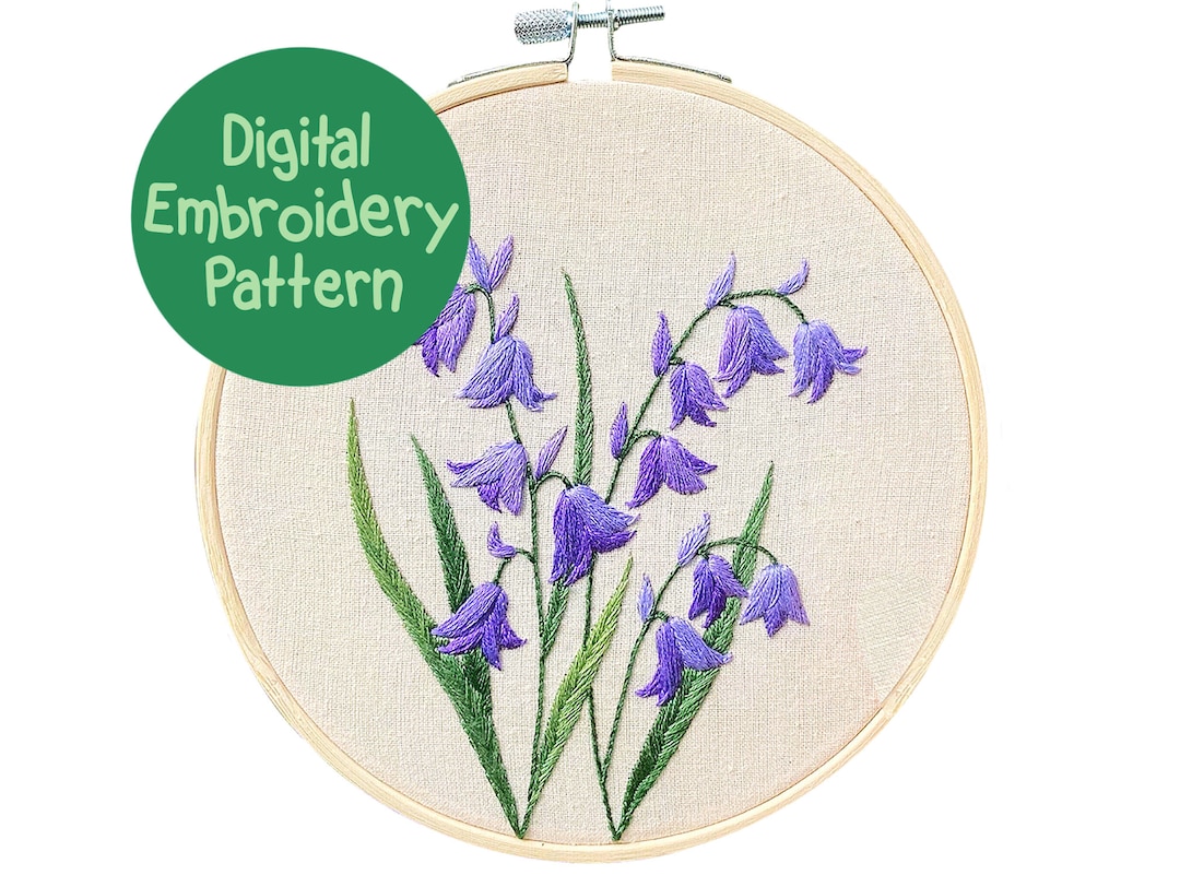 Bluebell Embroidery Pattern, Floral Hand Embroidery Pattern, Beginners ...
