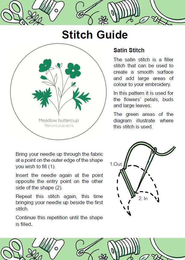 Buttercup Embroidery Pattern, Flower Embroidery Pattern, Beginner ...