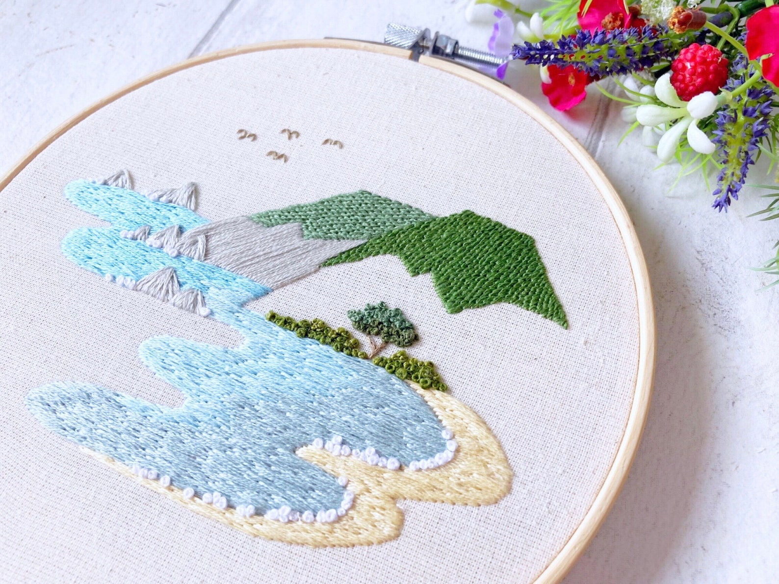 Coast Landscape Embroidery Pattern, Coastal Scene Hand Embroidery ...
