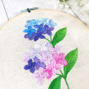 Hydrangea Embroidery Pattern, Floral Hand Embroidery Pattern, Beginners ...