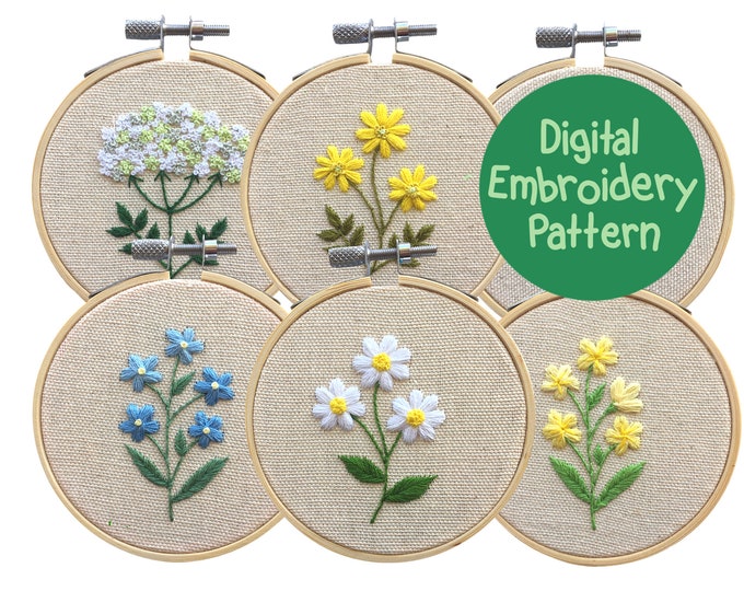 Forget Me Not Embroidery Pattern, Wildflower Hand Embroidery Pattern ...