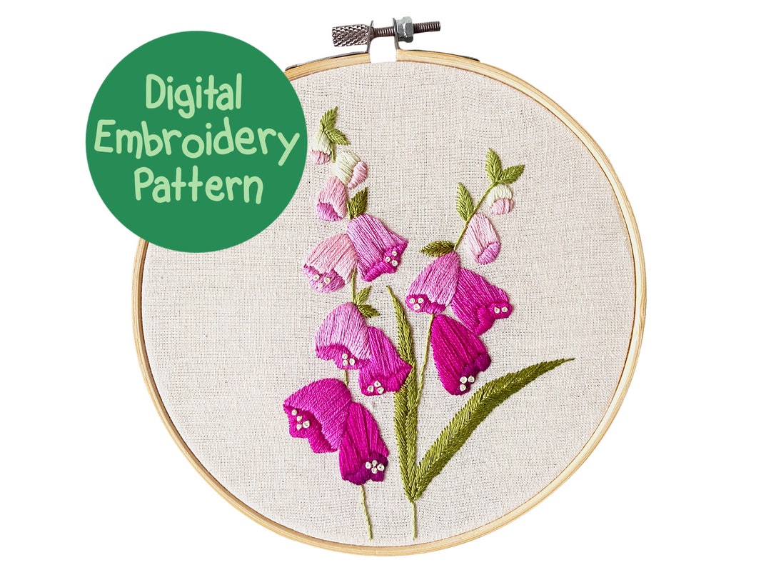 Foxglove Embroidery Pattern Wildflower Hand Embroidery - Etsy