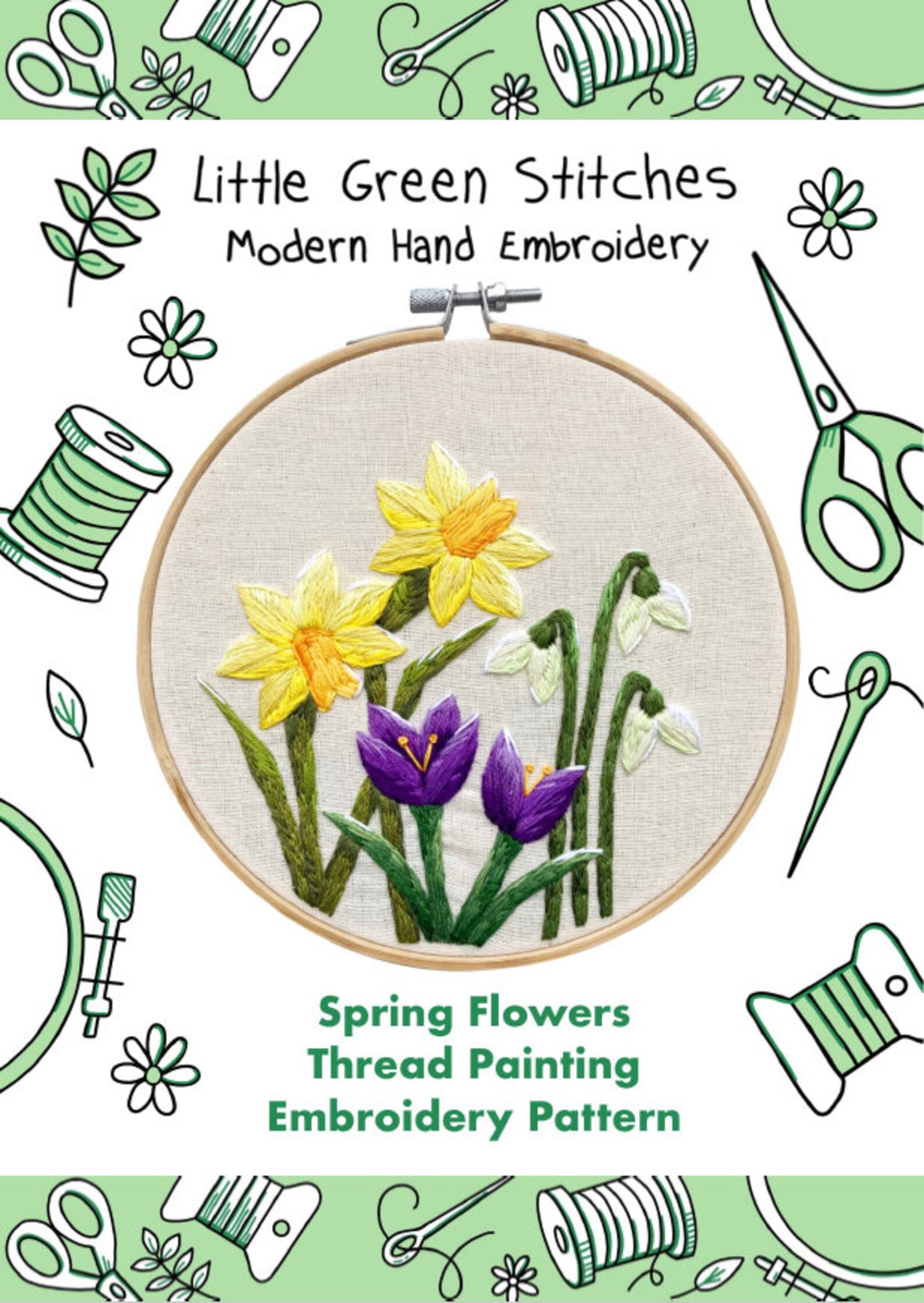 Daffodil Embroidery, Flower Embroidery Pattern, Floral Hand Embroidery ...