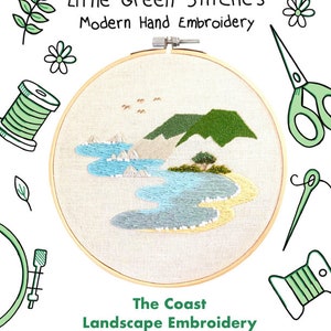Coast Landscape Embroidery Pattern, Coastal Scene Hand Embroidery ...