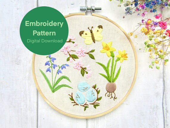 Spring Embroidery Pattern Floral Embroidery Pattern PDF - Etsy