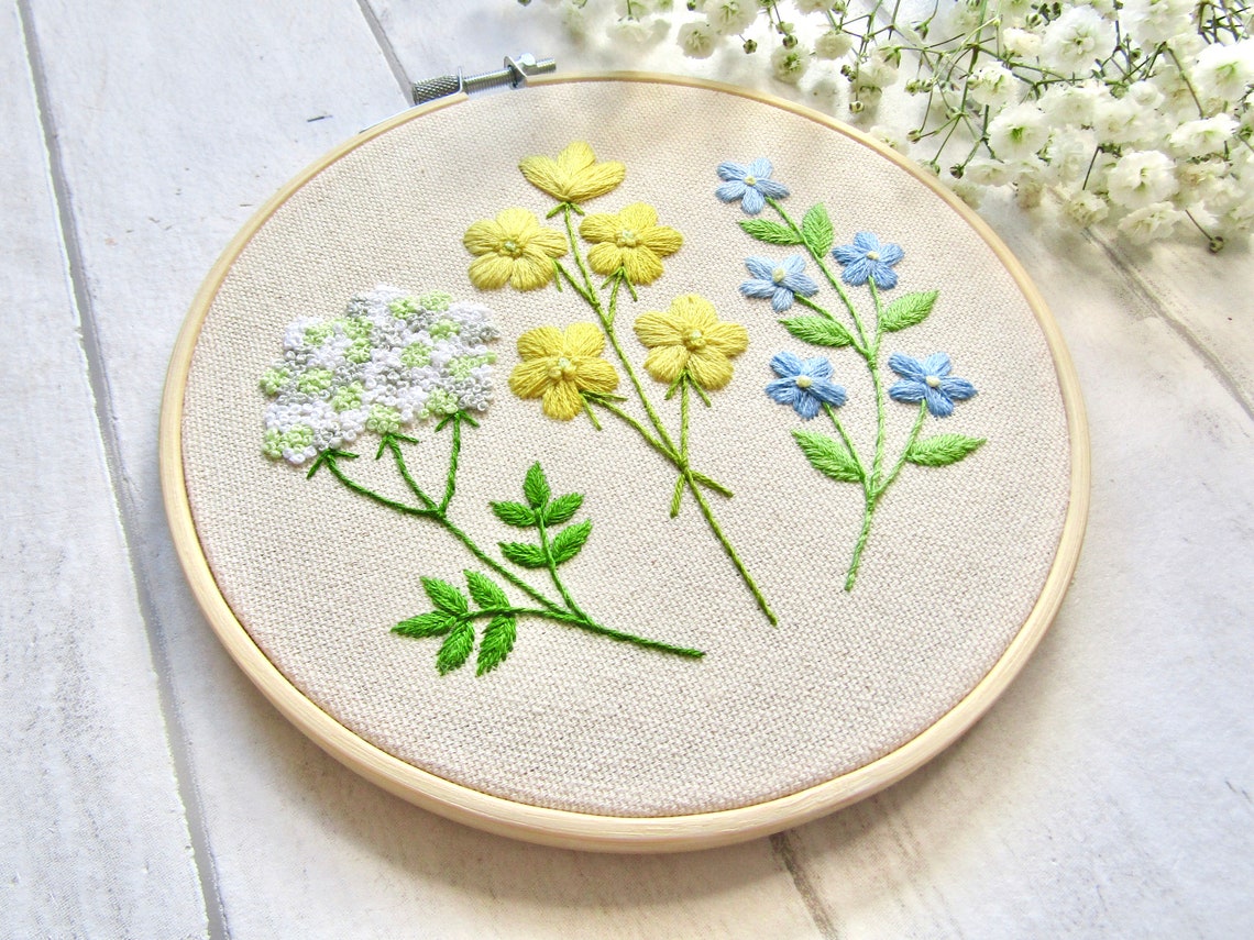 Wildflower Hand Embroidery Pattern Embroidery Design Floral - Etsy