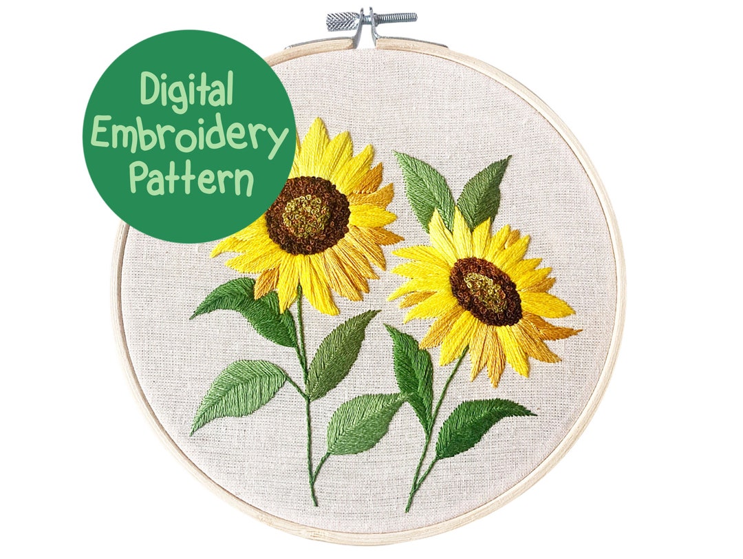 Sunflower Embroidery Pattern, Floral Hand Embroidery, Beginners ...