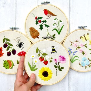 Seasons Embroidery Pattern, 4 PDF Nature Embroidery Patterns, Spring ...