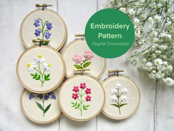 Flower Embroidery Pattern Wildflower Embroidery Pattern - Etsy
