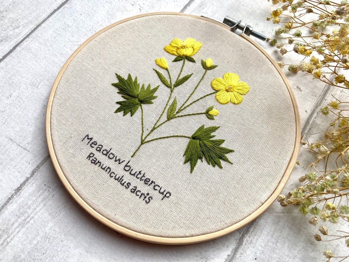 Buttercup Embroidery Pattern, Flower Embroidery Pattern, Beginner ...