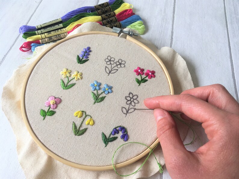 Floral Hand Embroidery Pattern, Wildflower Embroidery Design, Beginners ...