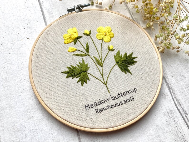 Buttercup Embroidery Pattern Flower Embroidery Pattern | Etsy