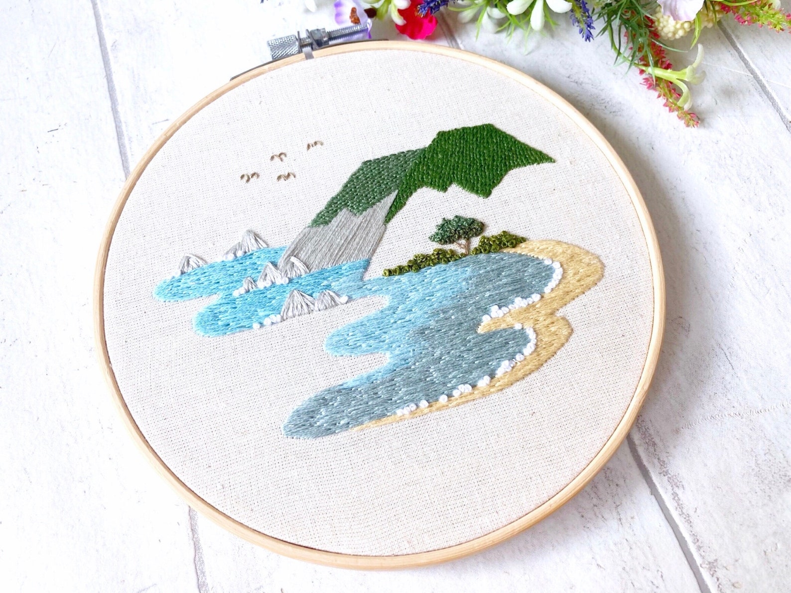 Coast Landscape Embroidery Pattern Coastal Scene Hand - Etsy