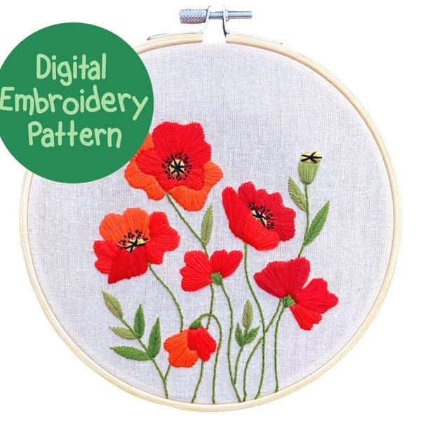 Poppy Embroidery Pattern - Etsy