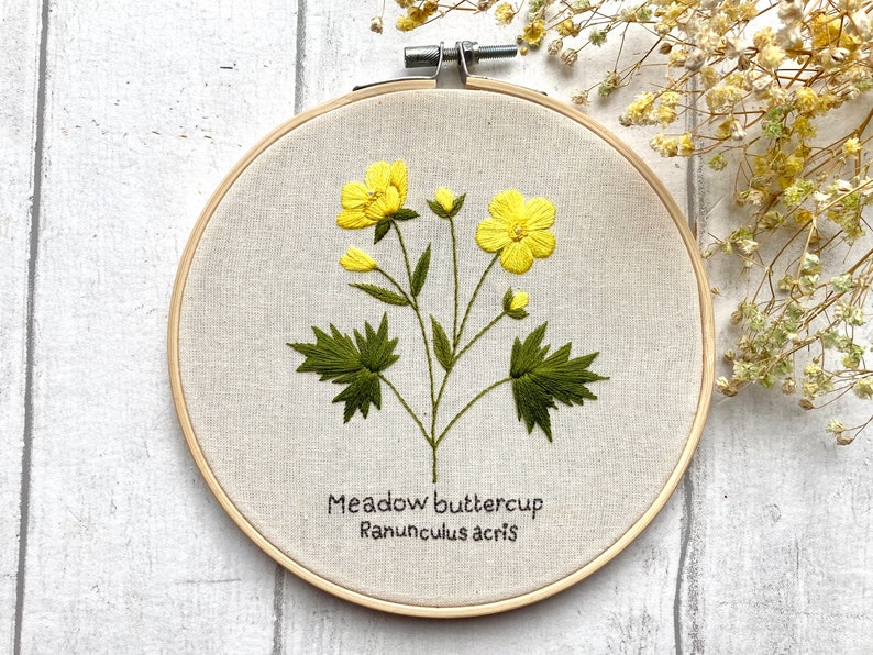 Buttercup Embroidery Pattern, Flower Embroidery Pattern, Beginner ...