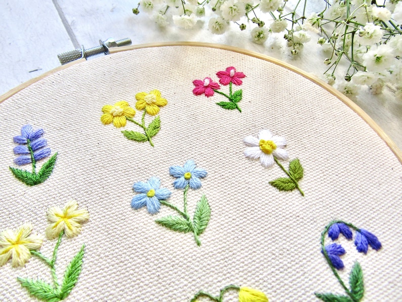 Floral Hand Embroidery Pattern, Wildflower Embroidery Design, Beginners ...