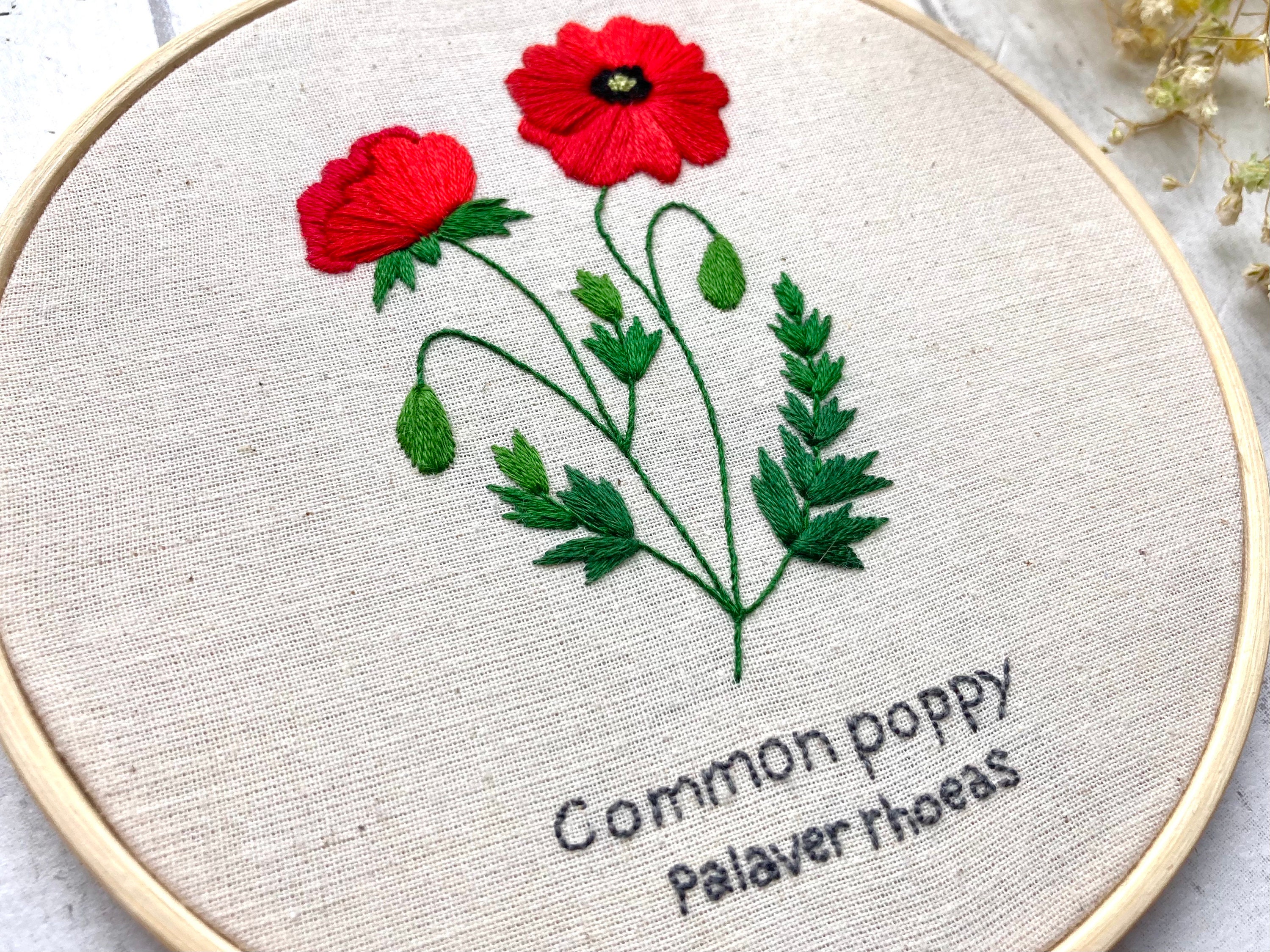 Poppy Hand Embroidery Pattern Wildflower Embroidery Pattern | Etsy