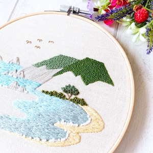 Coast Landscape Embroidery Pattern, Coastal Scene Hand Embroidery ...