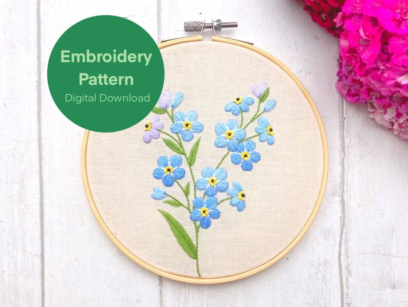 Forget Me Not Embroidery Pattern Wildflower Hand Embroidery - Etsy