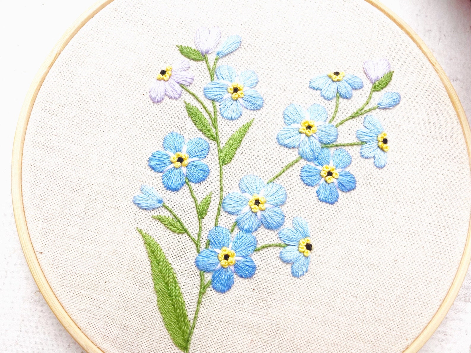 Forget Me Not Embroidery Pattern, Wildflower Hand Embroidery Pattern ...
