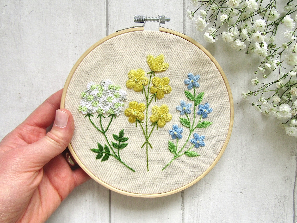 Wildflower Hand Embroidery Pattern Embroidery Design Floral - Etsy