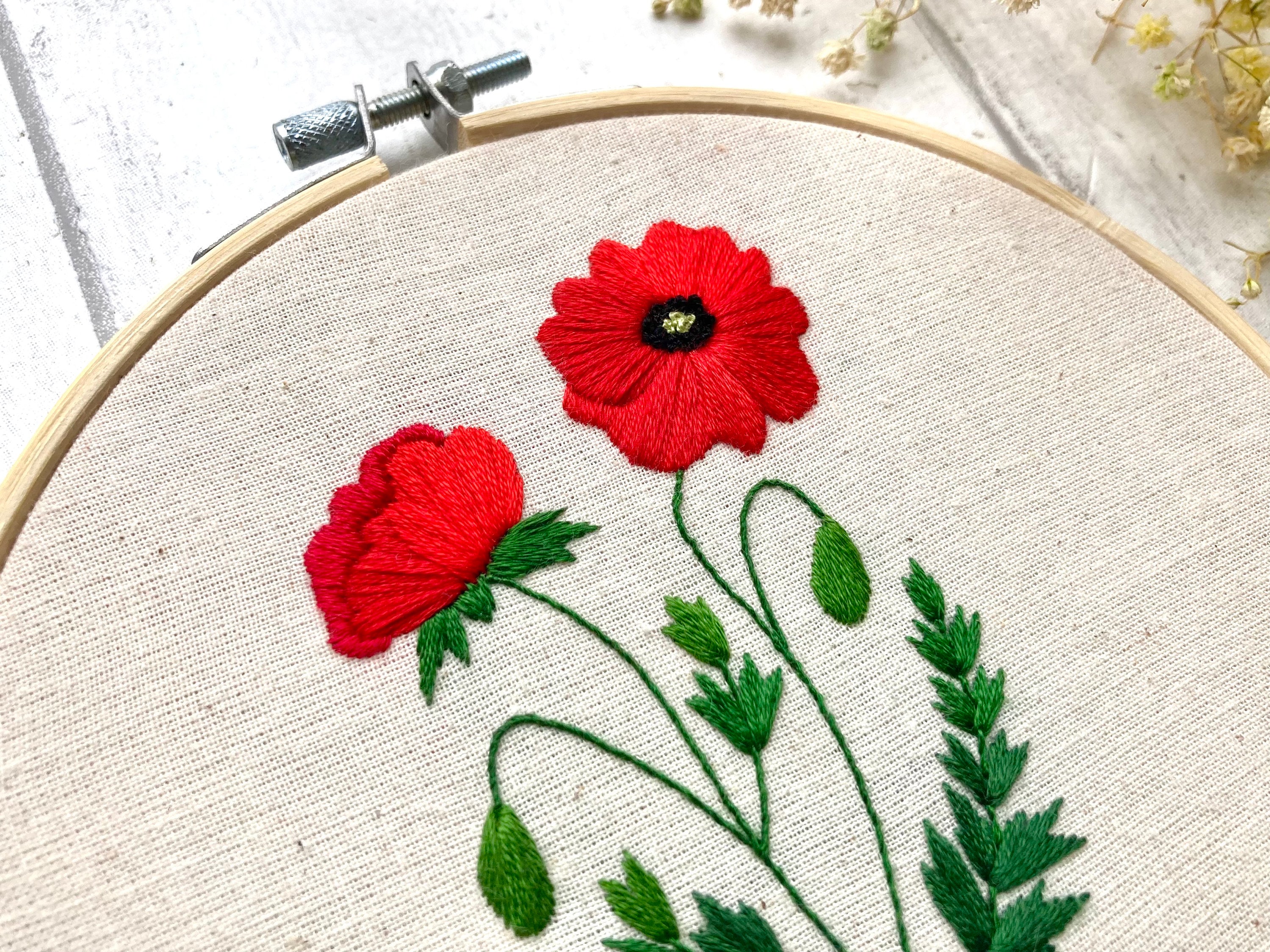 Poppy Hand Embroidery Pattern Wildflower Embroidery Pattern | Etsy